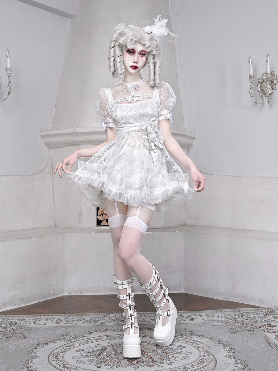 WHITE GOTHIC FREAKY DRESS KF83731 – unzzy