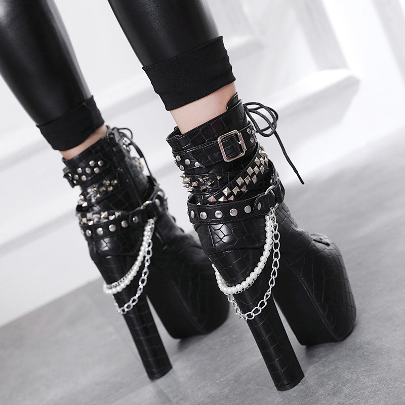 Punk black high heels KF90807 – unzzy